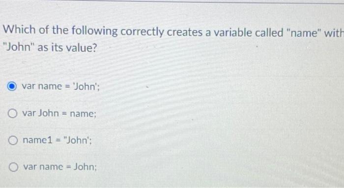 Solved Which Of The Following Correctly Creates A Variable 