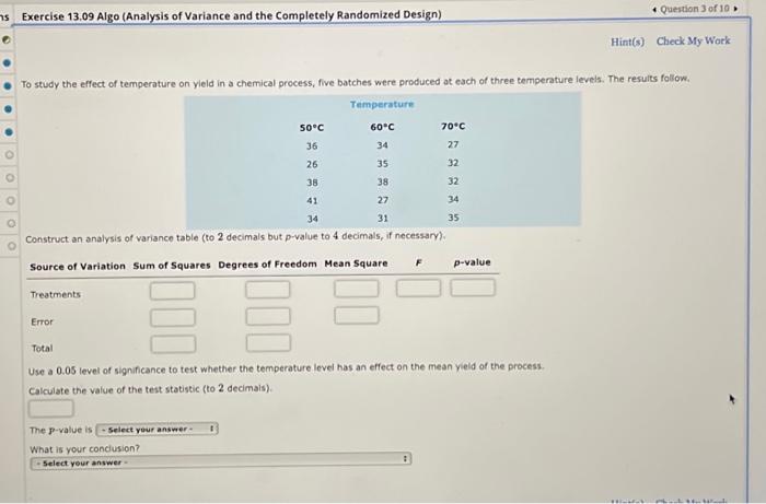 Solved Exercise 13.09 Algo (Analysis of Variance and the | Chegg.com