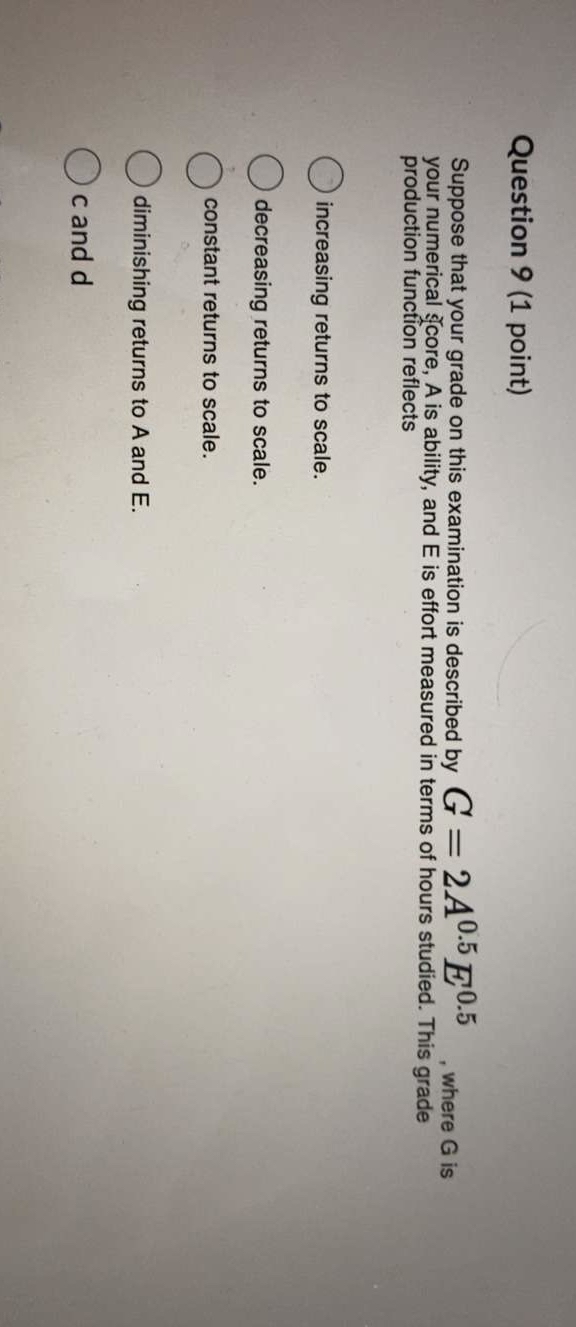 Solved Question 9 (1 ﻿point)Suppose that your grade on this | Chegg.com