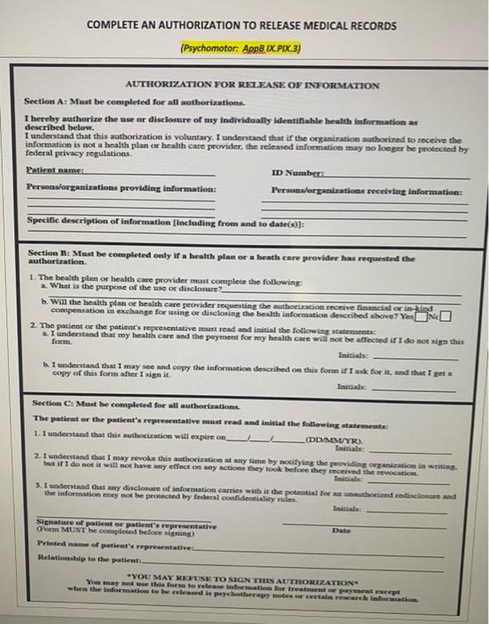 Solved APPLY HIPAA RULES IN REGARD TO PRIVACY/RELEASE OF | Chegg.com