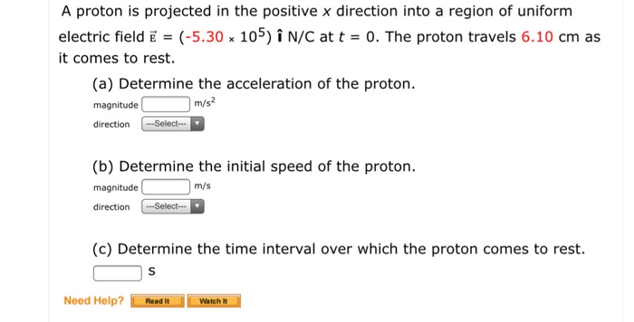 Solved A proton is projected in the positive x direction | Chegg.com