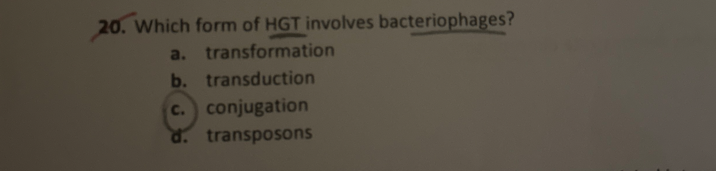 Solved Which form of HGT involves bacteriophages?a. | Chegg.com