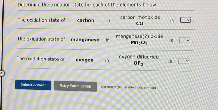 Solved Determine the oxidation state for each of the | Chegg.com