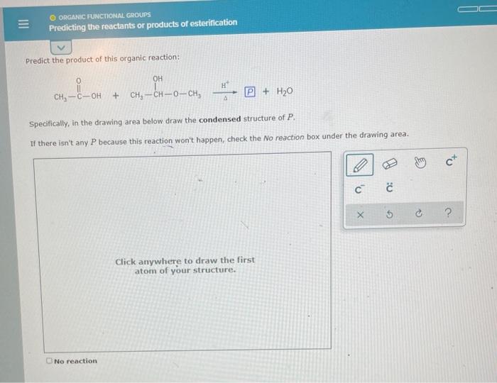 Solved ORGANIC FUNCTIONAL GROUPS Predicting the reactants or | Chegg.com