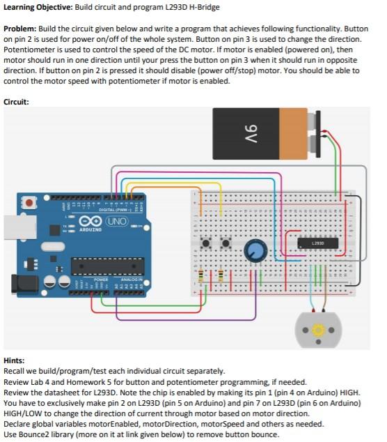 Solved Learning Objective: Build circuit and program L293D | Chegg.com