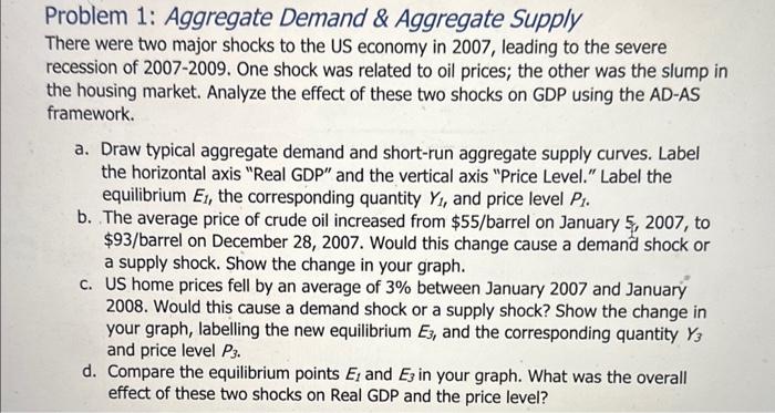 Solved Problem 1: Aggregate Demand \& Aggregate Supply There | Chegg.com