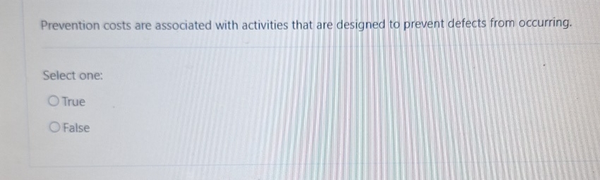 Solved Prevention costs are associated with activities that | Chegg.com