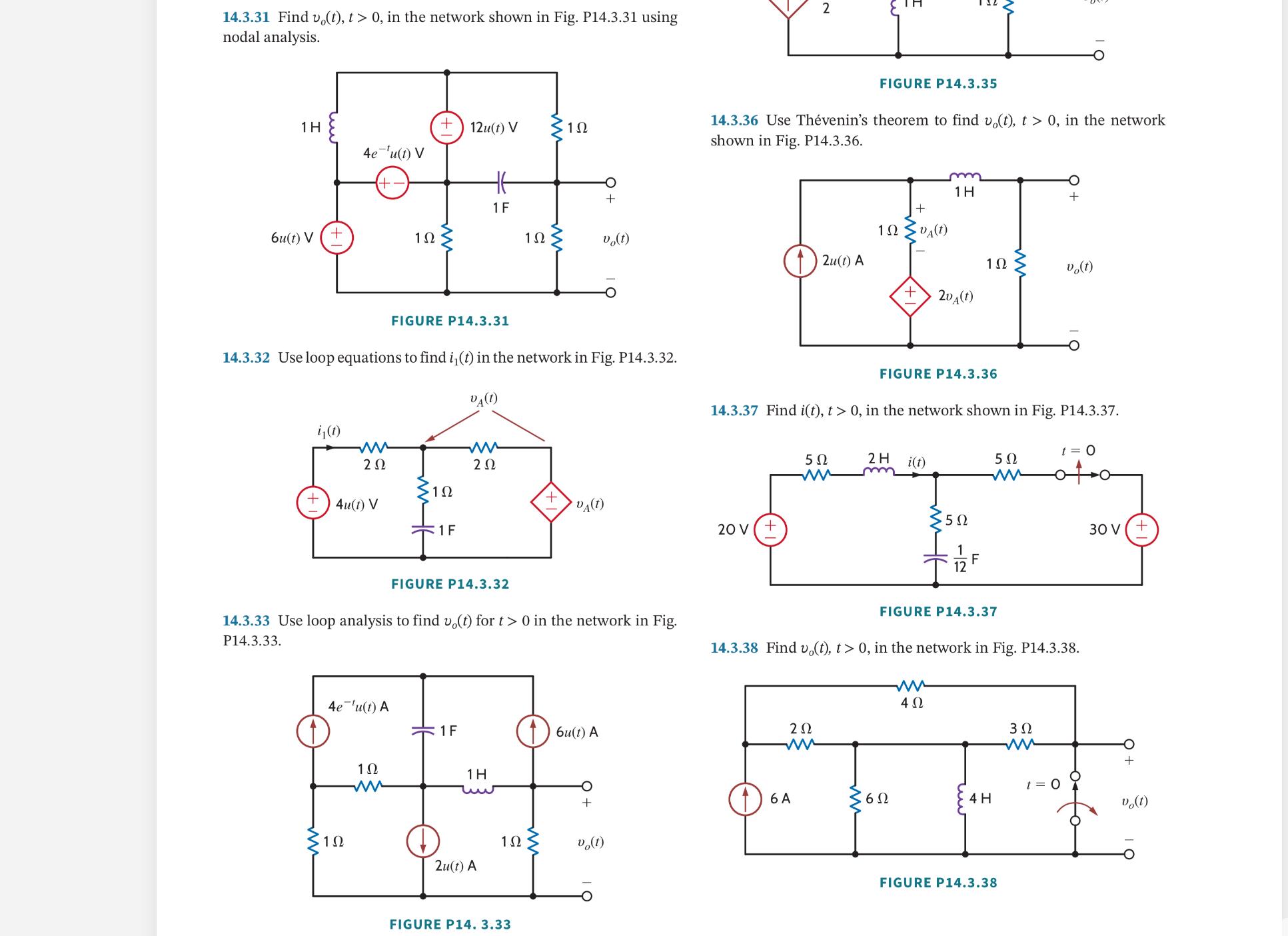 Solved 14.3.31 ﻿Find v0(t),t>0, ﻿in the network shown in | Chegg.com