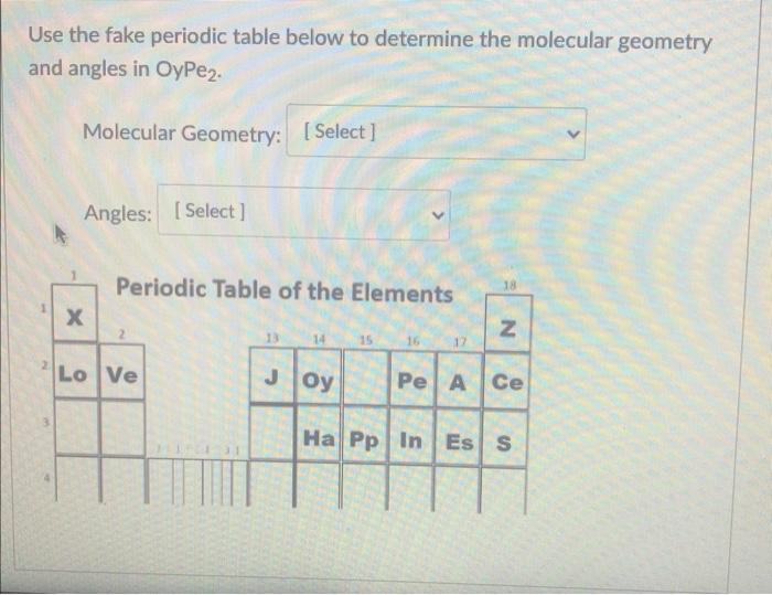 Solved Use the fake periodic table below to determine the | Chegg.com