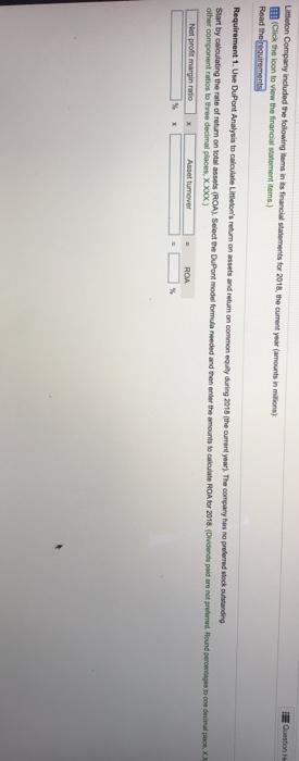 Solved i Requirements 1. Use DuPont Analysis to calculate | Chegg.com