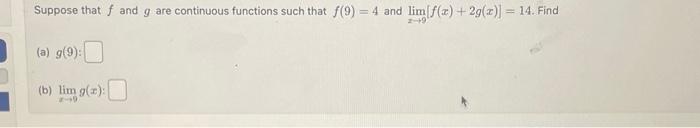 Solved Suppose that f and g are continuous functions such | Chegg.com