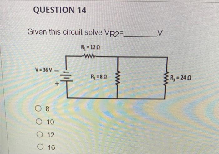 Solved Given this circuit solve VR2= V | Chegg.com
