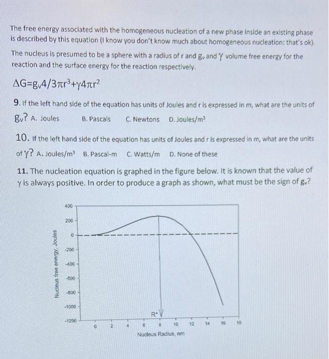 Solved The free energy associated with the homogeneous | Chegg.com