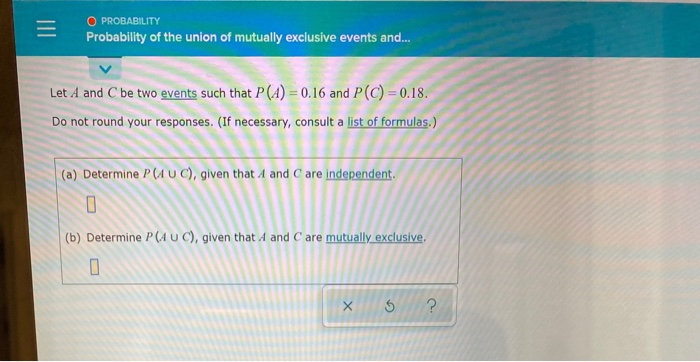 Solved = O PROBABILITY Probability of the union of mutually | Chegg.com