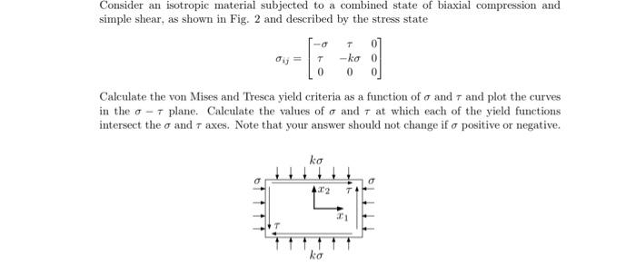 Consider an isotropic material subjected to a | Chegg.com