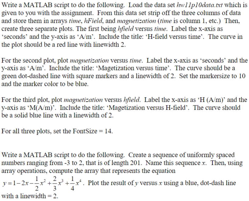Solved 1.Write a MATLAB script to do the following. Load the | Chegg.com