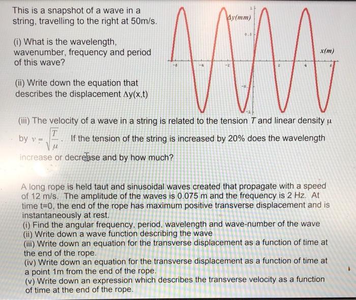Solved (i) What is the wavelength, wavenumber, frequency and | Chegg.com