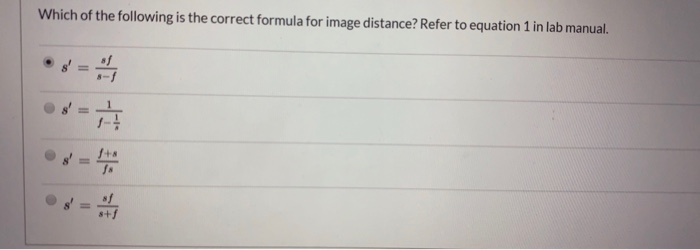 Solved The image formation equation + Which of the | Chegg.com