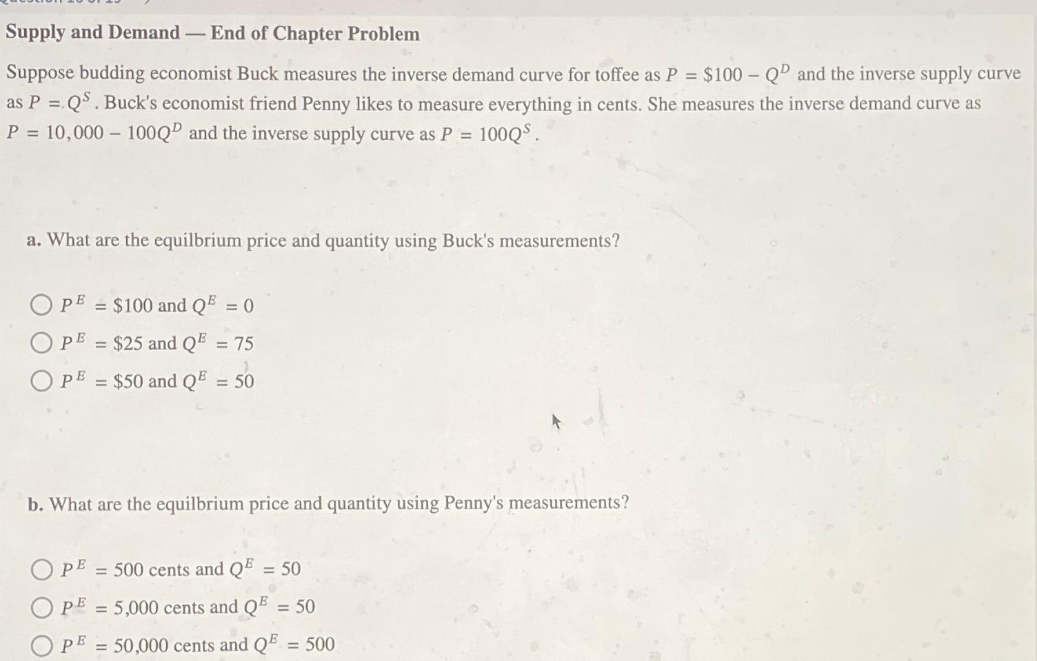 Solved Supply and Demand - ﻿End of Chapter ProblemSuppose | Chegg.com
