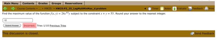 Solved Evaluate Feedback Print Main Menu Contents Grades | Chegg.com