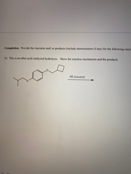 Solved Completion. Provide the reactants and/or products | Chegg.com