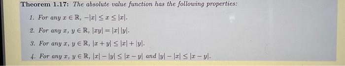 Solved prove the following Theorem 1.17: The absolute value | Chegg.com