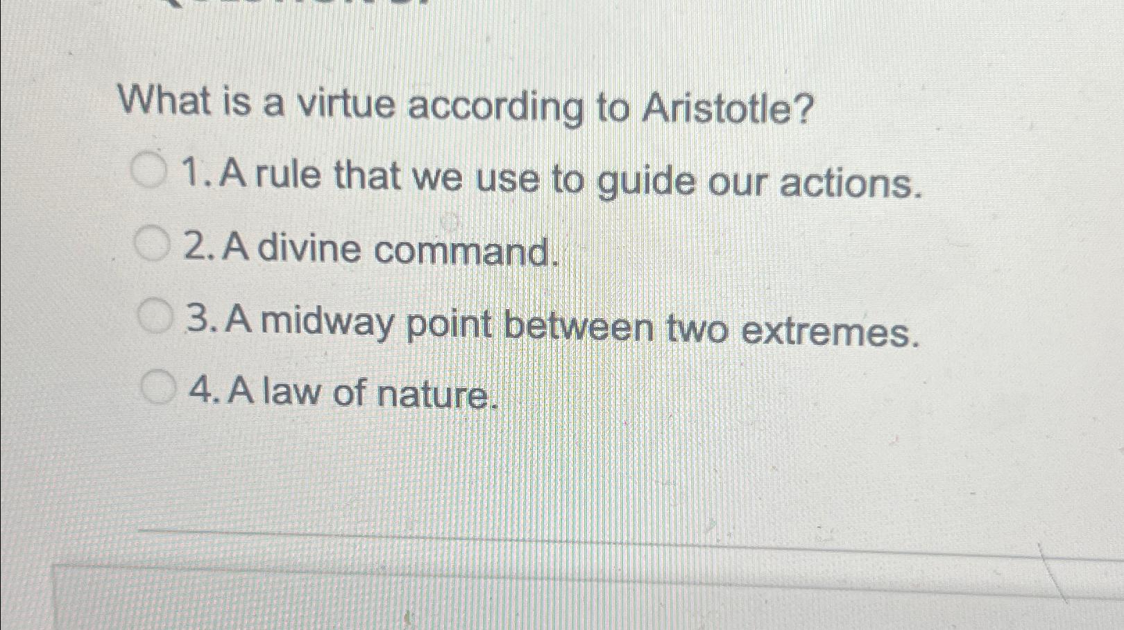 Solved What is a virtue according to Aristotle?A rule that | Chegg.com