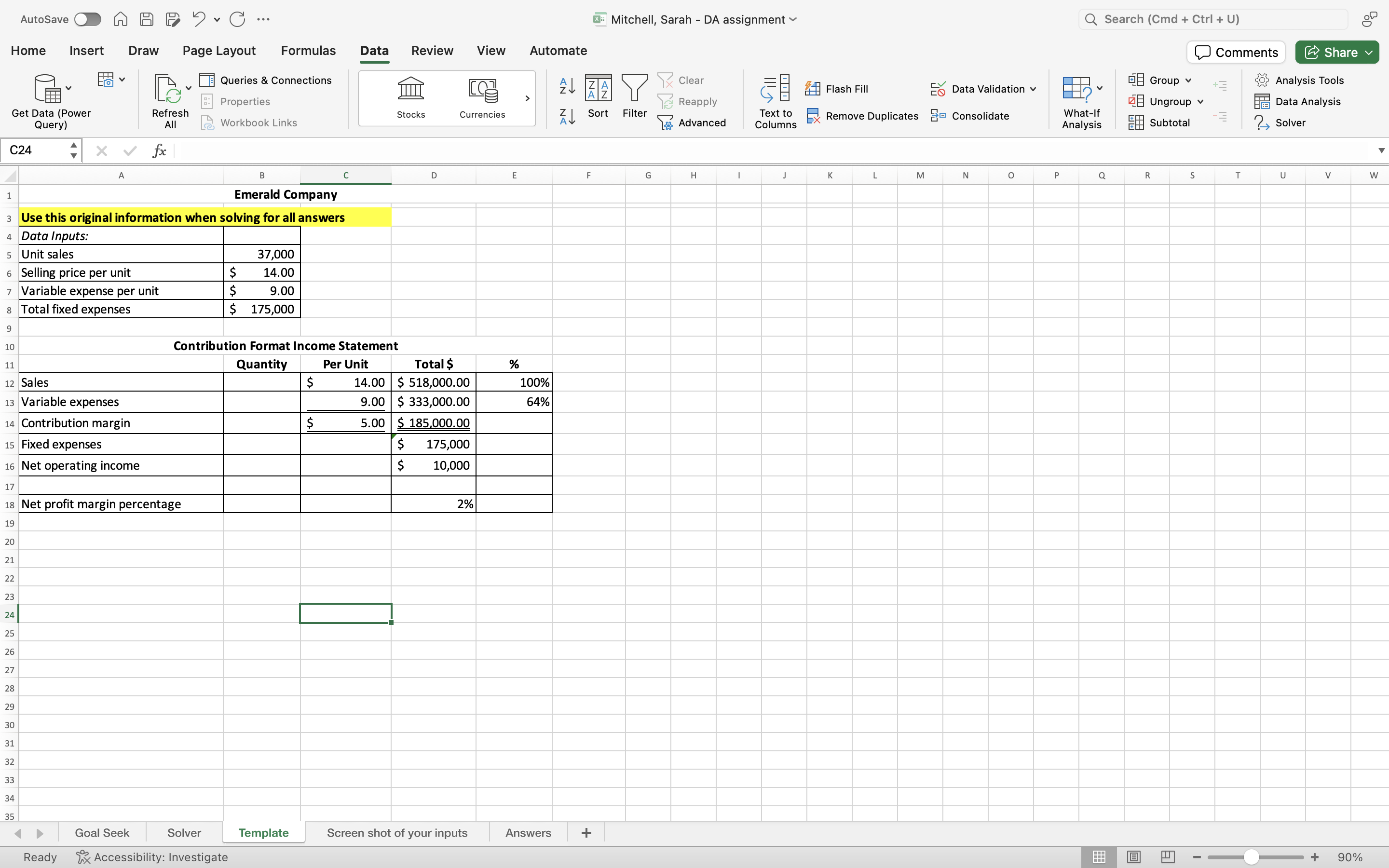 Solved 1. ﻿Using Goal Seek:a. ﻿Calculate the unit sales | Chegg.com