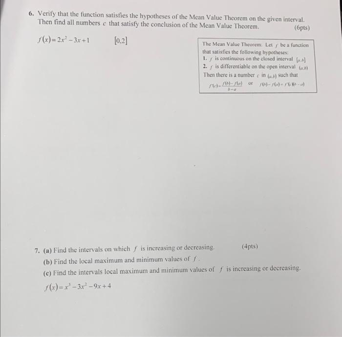 Solved 6. Verify that the function satisfies the hypotheses | Chegg.com