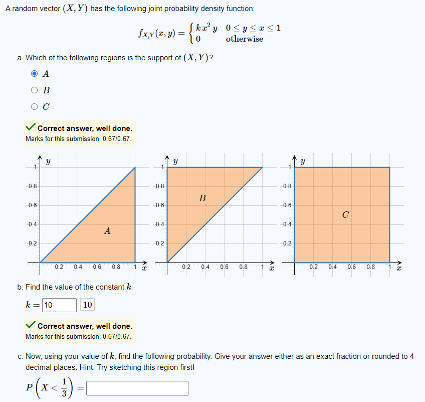 Solved A random vector (x,Y) ﻿has the following joint | Chegg.com