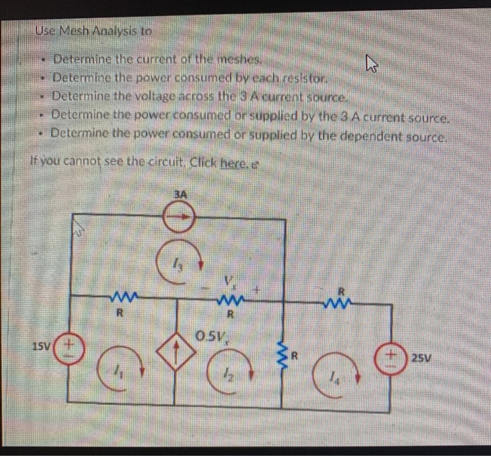 Solved Use Mesh Analysis to • Determine the current of the | Chegg.com