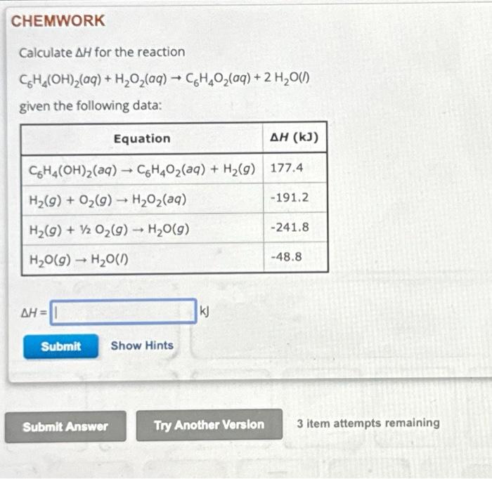 Solved Calculate ΔH for the reaction | Chegg.com