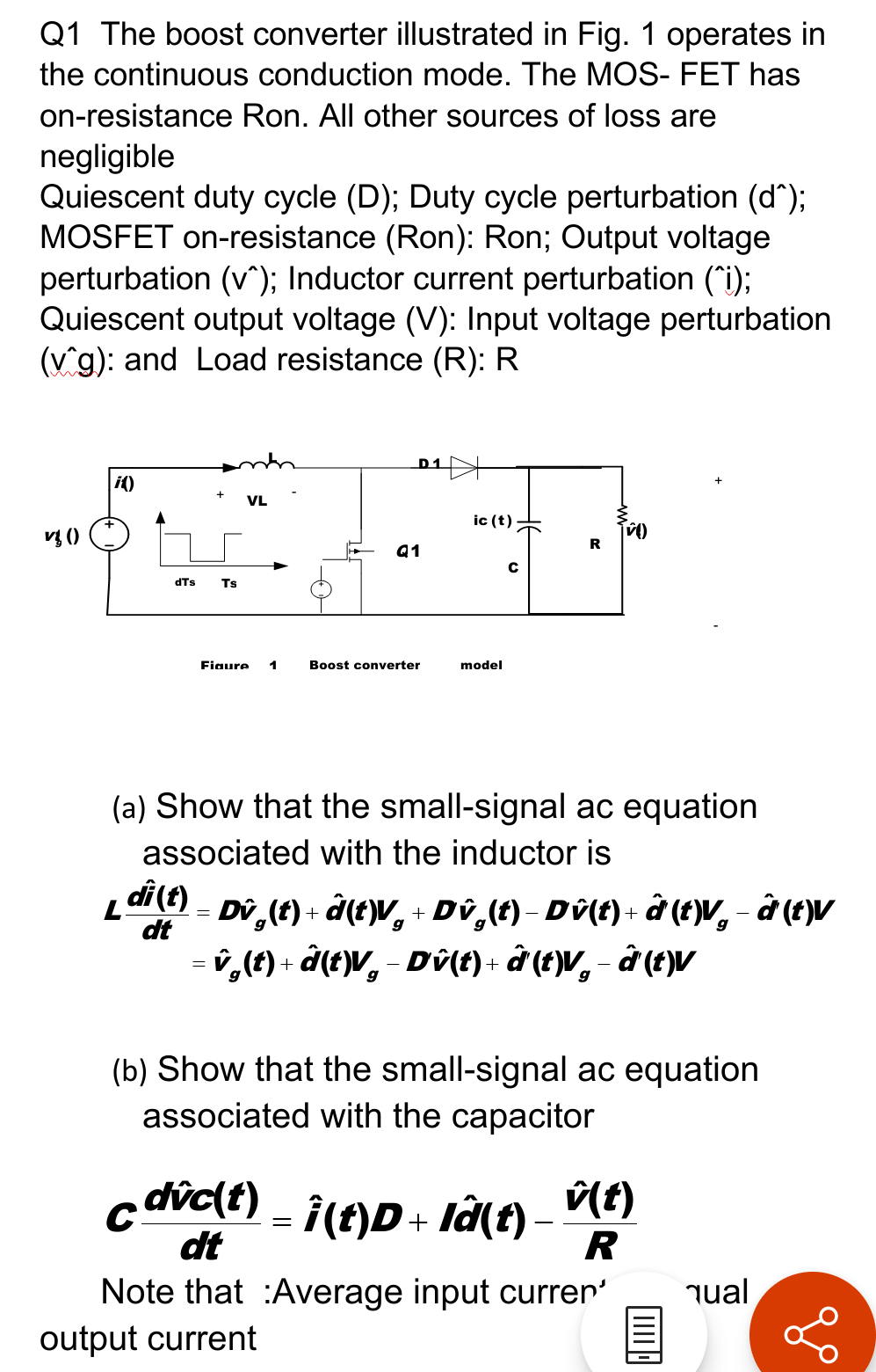 Q1 The boost converter illustrated in Fig. 1 operates | Chegg.com