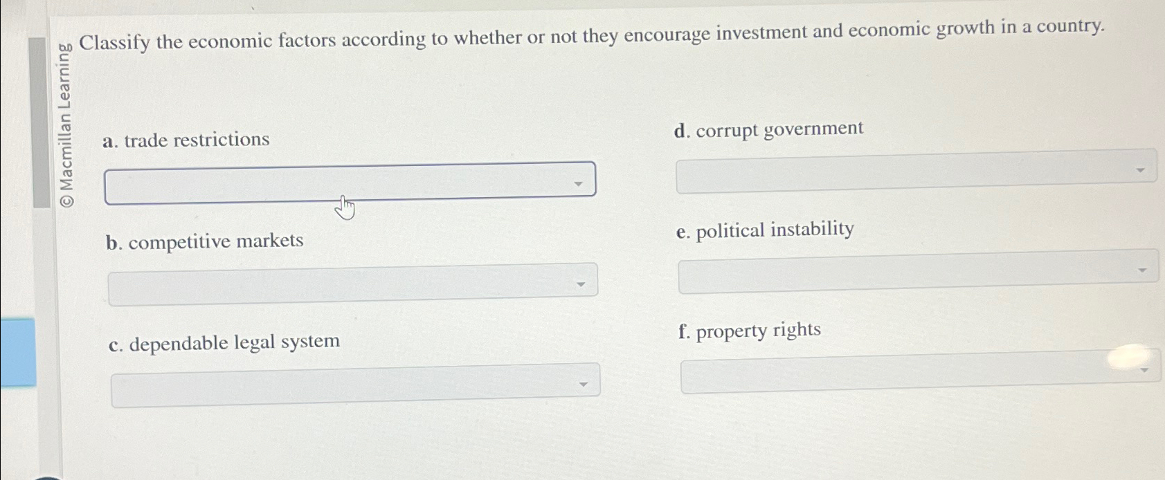 Solved a) ﻿Classify the economic factors according to | Chegg.com