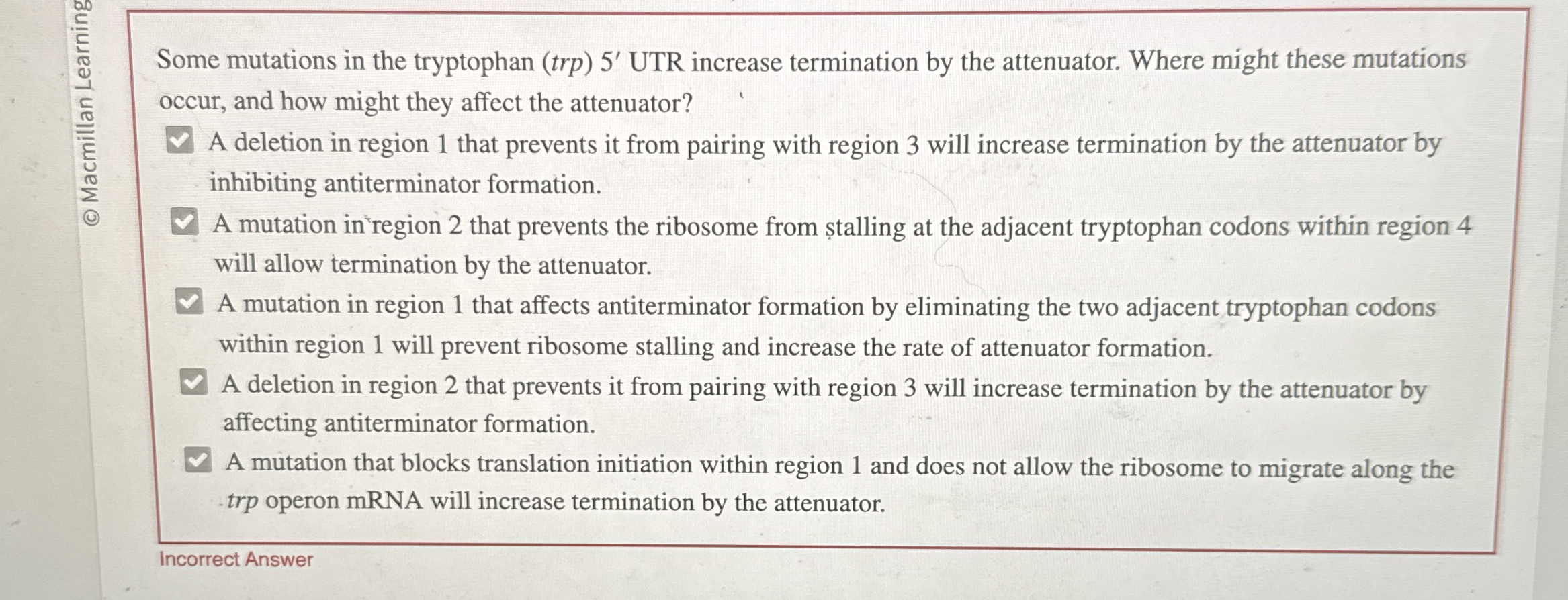 High Quality SOLUTION Some mutations in the tryptophan (trp)5' ﻿UTR | Chegg.com