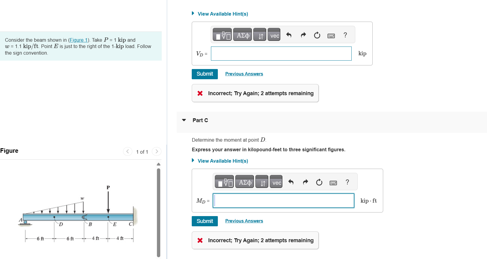 Solved View Available Hint(s)Consider the beam shown in | Chegg.com