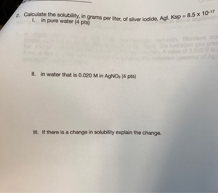 Solved UE Calculate the solubility, in grams per liter, of | Chegg.com