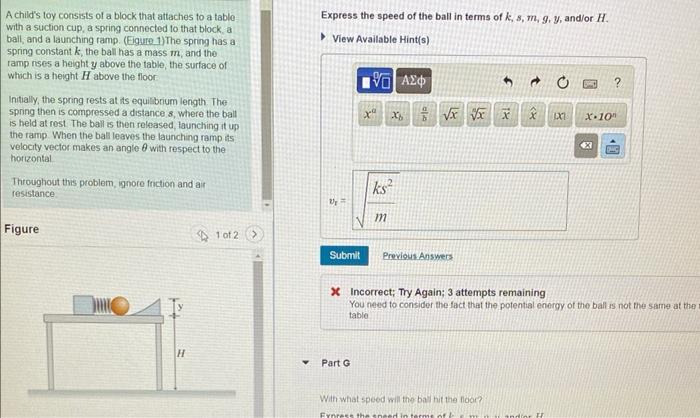 Solved Part G With what speed will the bail hit the floor? | Chegg.com