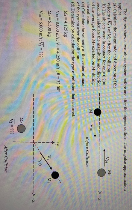 Solved V10 1. The figures show a two-object system before | Chegg.com
