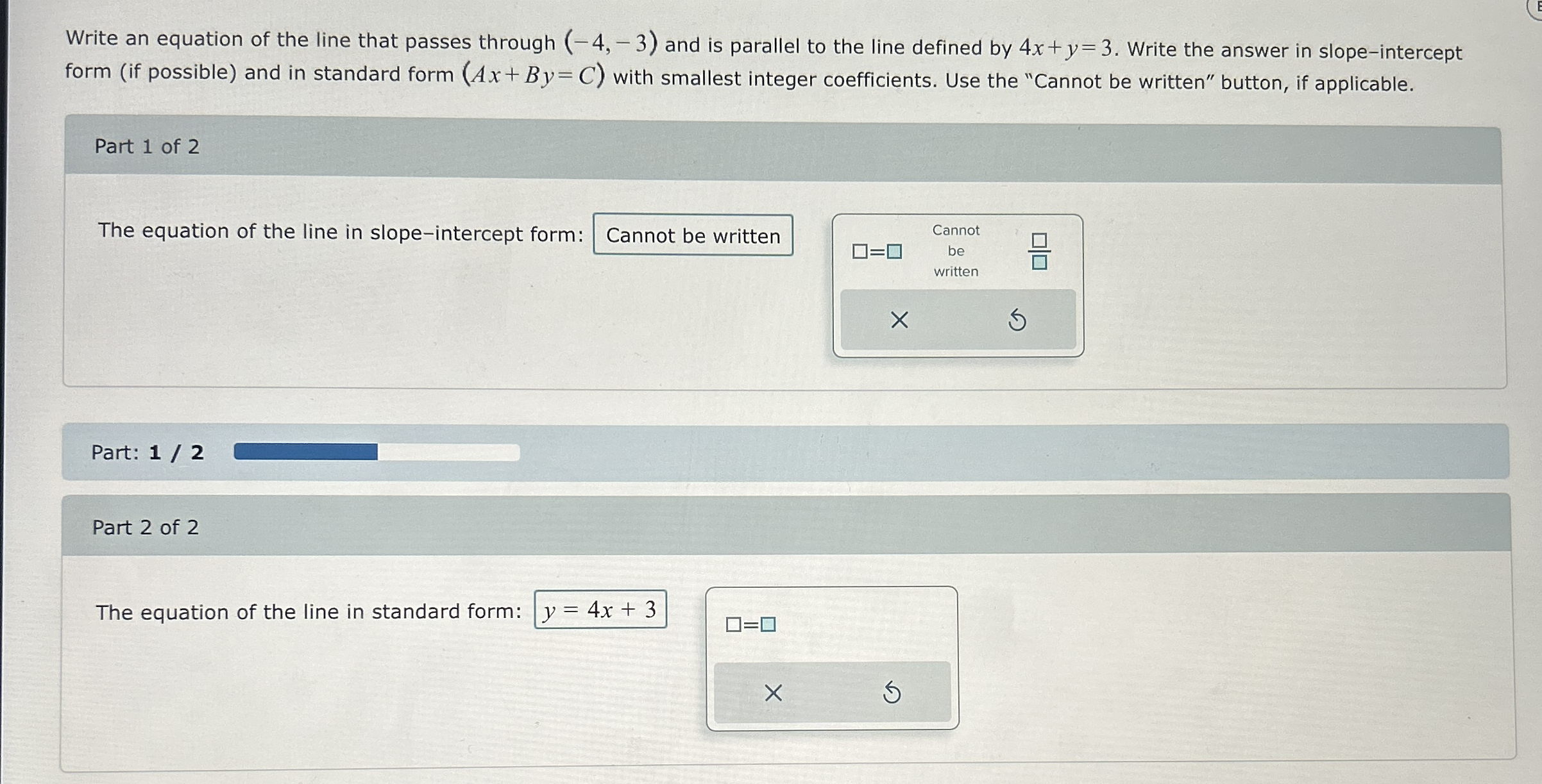 Solved Write an equation of the line that passes through | Chegg.com