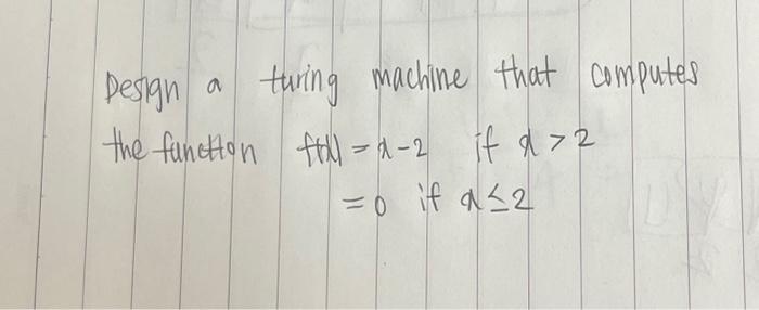 Solved Design a turing machine that computes the function | Chegg.com