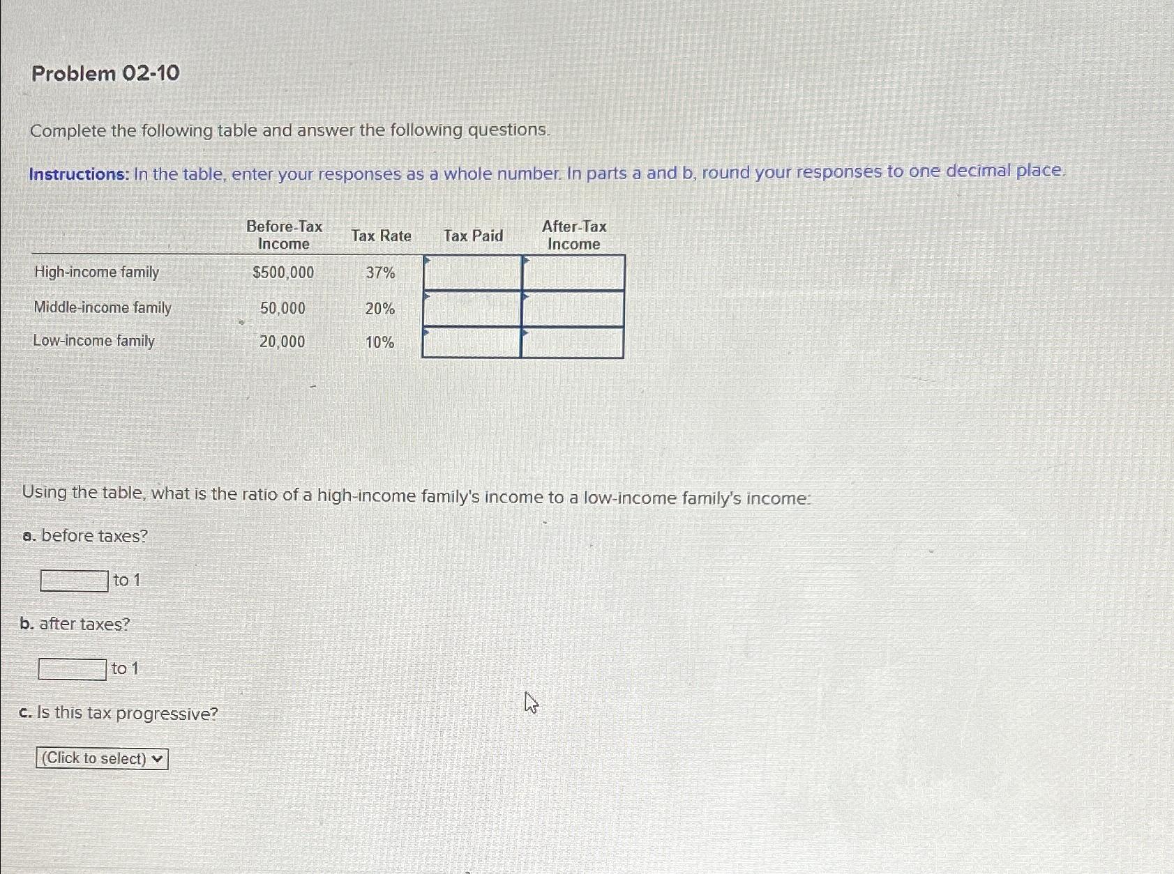 Solved Problem 02-10Complete the following table and answer | Chegg.com
