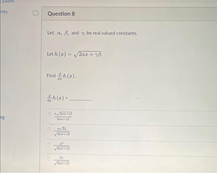Solved Let. α,β, and γ. be real valued constants. Let | Chegg.com