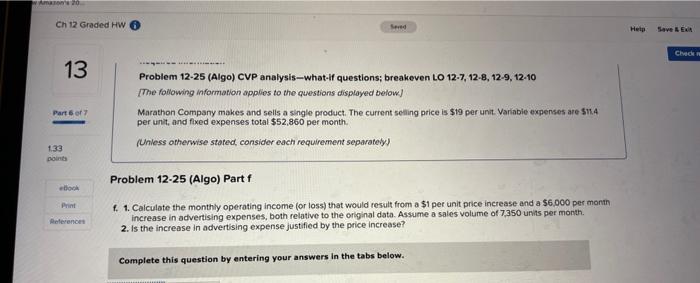 Required information Problem 12-25 (Algo) CVP | Chegg.com
