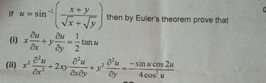 Solved If u=sin-1(x+yx2+y2) ﻿then by Euler's theorem prove | Chegg.com
