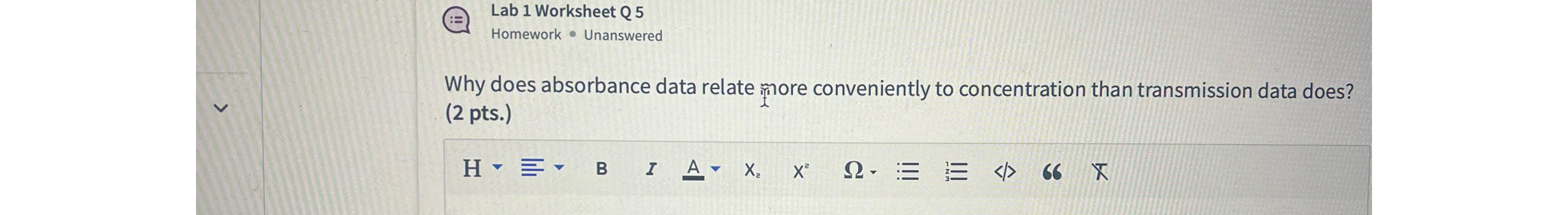 Solved Lab 1 ﻿Worksheet Q 5Homework * ﻿UnansweredWhy does | Chegg.com