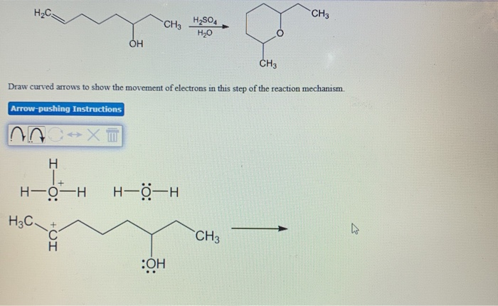 Solved H2C CH3 CH3 H2SO4 H2O OH CH3 Draw curved arrows to | Chegg.com