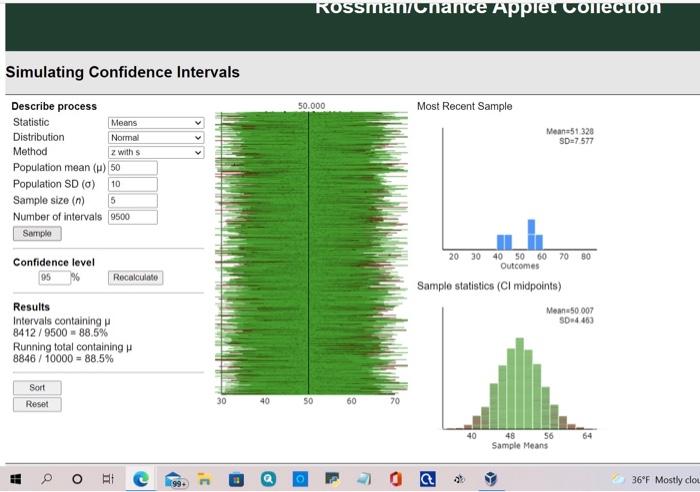 Solved Go to the applet, under method, choose means, normal | Chegg.com