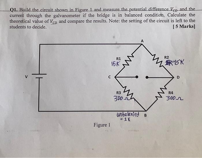 Solved Q1. Build the circuit shown in Figure 1 and measure | Chegg.com