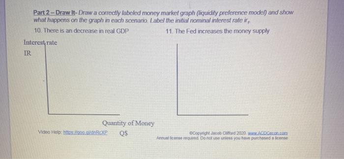 Solved Part 2 - Draw it-Draw a correctly labeled money | Chegg.com
